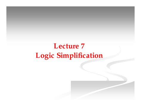 Sop N Sop Eectronics Lecture 7 Logic Simplification Simplification