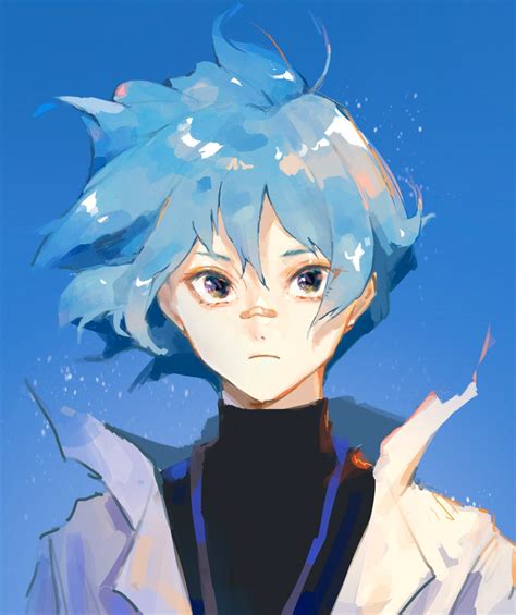 배경 화면 머리 헤어 스타일 만화 눈 표정 푸른 하늘빛 몸짓 미술 행복 Cg Artwork 강청색 가상의 인물 삽화 그림 제도법 생기