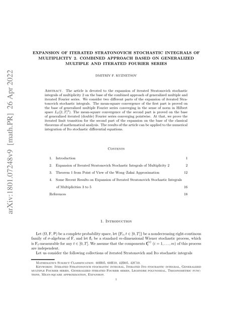 Pdf Expansion Of Iterated Stratonovich Stochastic Integrals Of