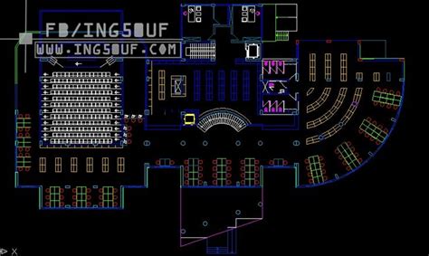 مجموعة مساقط لمكتبة عامة اوتوكاد Dwg Hotel Design Architecture