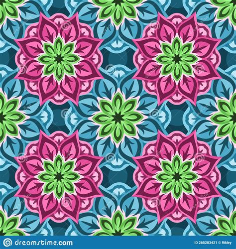 Vector Art With Pink Floral Tile Pattern Stock Vector Illustration Of Asian Plant 265283421
