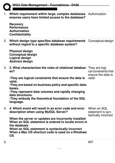 2024 25 update data management foundations d426 wgu newest most