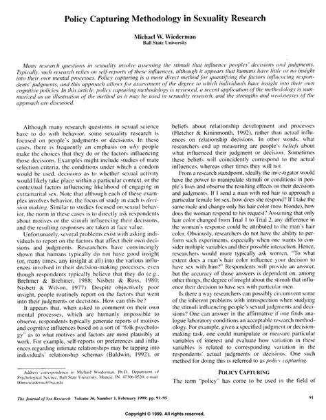 Pdf Policy Capturing Methodology In Sexuality Research