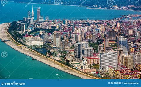 Aerial View Of City On Black Sea Coast Batumi Georgia Editorial
