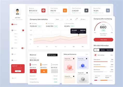 Premium Vector Ui Ux Infographic Dashboard Ui Design With Graphs
