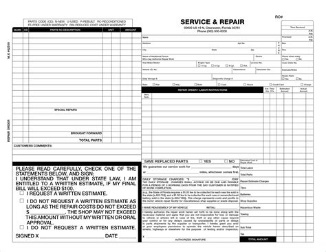 Body Shop Invoice Template Example Estimate Form Ordinary 50 With Shop