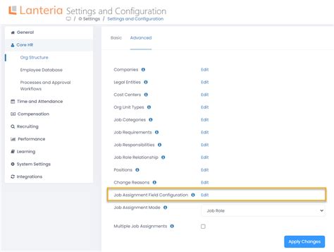 Job Assignment Settings