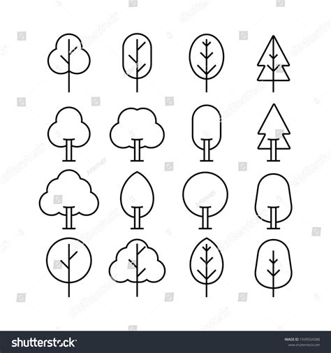 Tree Vector Line Icon Set Stock Vector Royalty Free Shutterstock