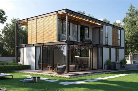 3d Illustration Of Modern Modular House Construction Using Composite Sip Panels In Progress