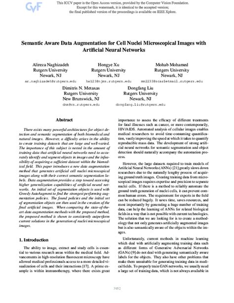 Pdf Semantic Aware Data Augmentation For Cell Nuclei Microscopical
