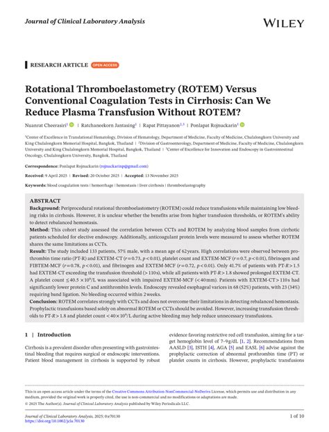 Pdf Rotational Thromboelastometry Rotem Versus Conventional