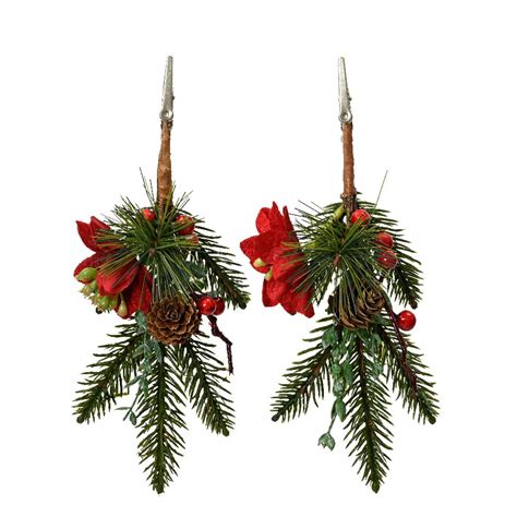 Lot De 2 Branches De Sapin 23 Cm Notting Hill Rouge Couronne Et