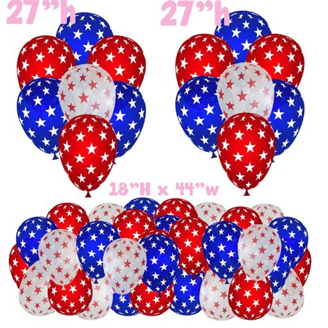 4th Of July Balloons Red White Blue Balloon Bundle Patriotic Yard