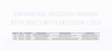 enhancing decision making efficiency with decision logs excel