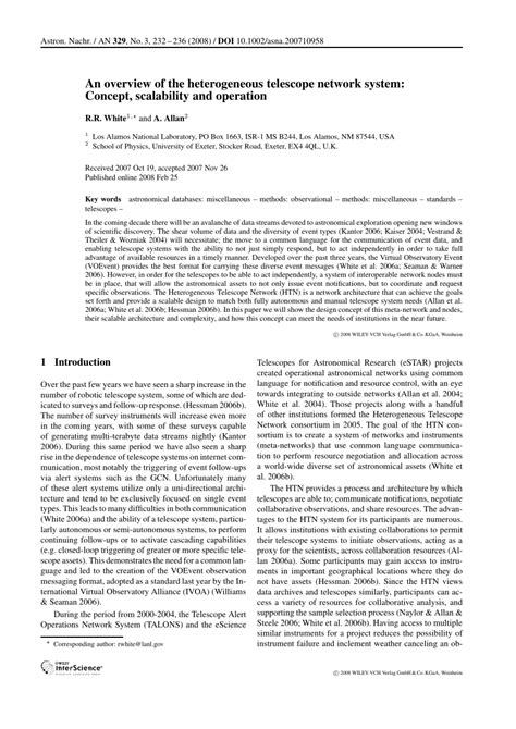Pdf An Overview Of The Heterogeneous Telescope Network System