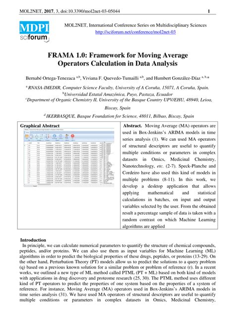 Pdf Frama 10 Framework For Moving Average Calculation In Operators In Data Analysis