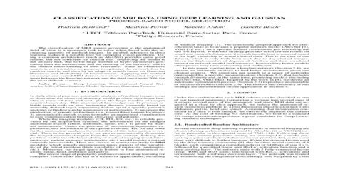 classification of mri data using deep learning and · classification