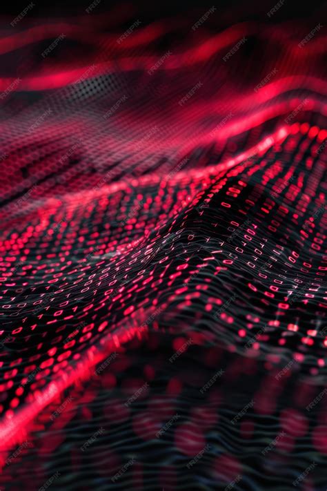Premium Photo Abstract Red Binary Code Waves Representing Data Streams And Digital Technology