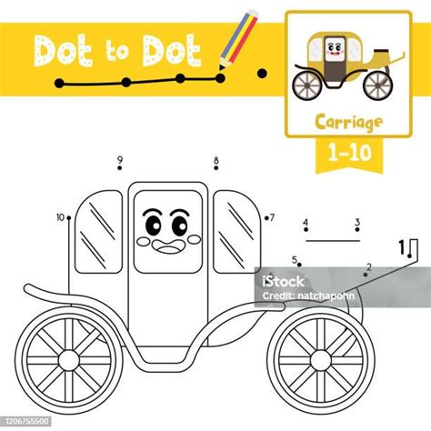 도트 교육 게임 및 색칠 공부 마차 만화 캐릭터 측면 보기 벡터 일러스트 0명에 대한 스톡 벡터 아트 및 기타 이미지 0명
