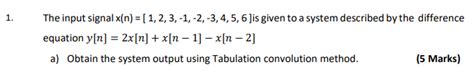 Solved The Input Signal X N 1 2 3 1 2 3 4 5 6 Is Given Chegg Com