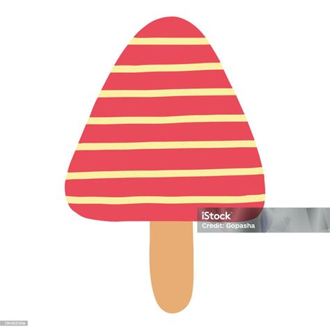 흰색 배경에 아이스크림의 벡터 일러스트 고립 아이콘 Popsicle Stick에 대한 스톡 벡터 아트 및 기타 이미지