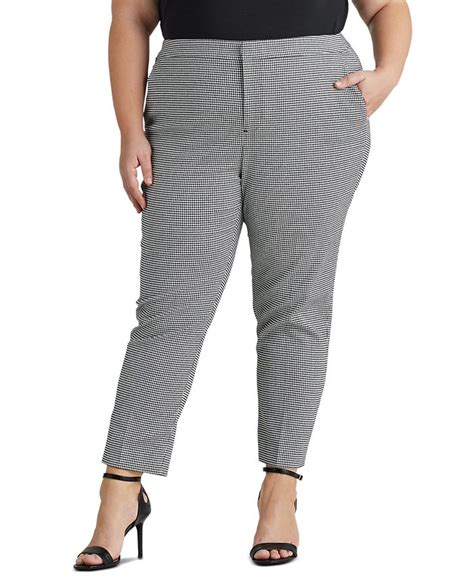 Lauren Ralph Lauren Plus Size Houndstooth Cotton Blend Pants Macys