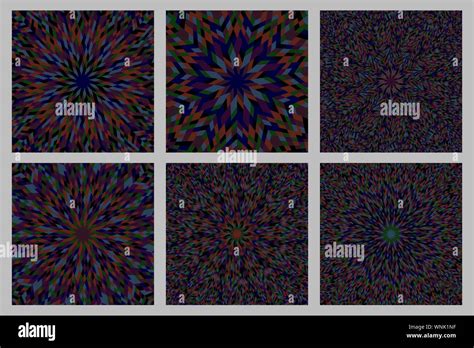 Hypnotic Dynamic Radial Mosaic Pattern Background Set Abstract Circular Psychedelic Vector