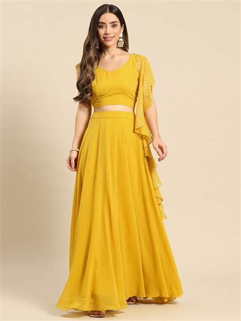 Buy Mabish By Sonal Jain Yellow Ready To Wear Lehenga And Blouse With