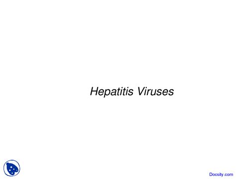 Hepatitis Viruses Virology Lecture Slides Slides Virology Docsity