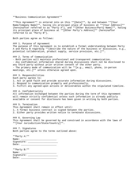 Businesscommunicationagreement Pdf