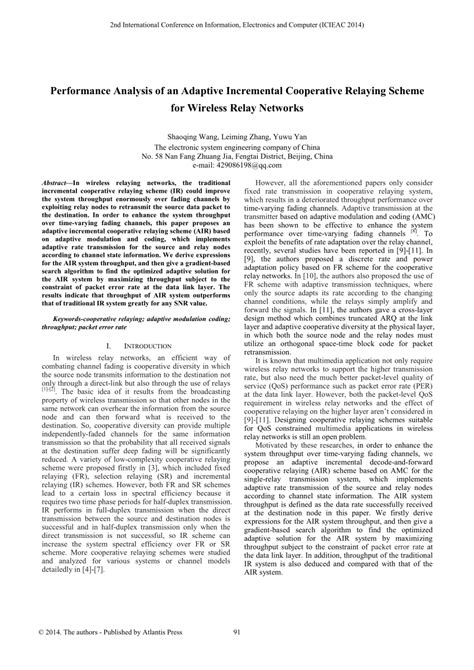 Pdf Performance Analysis Of An Adaptive Incremental Cooperative Relaying Scheme For Wireless