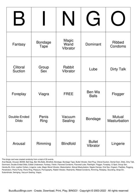 Sex Toy Bingo Bingo Cards To Download Print And Customize