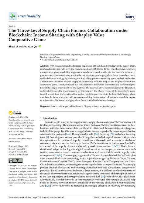 Pdf The Three Level Supply Chain Finance Collaboration Under