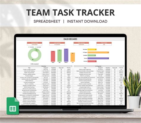Team Task Tracker Spreadsheet Project Management Task Priority