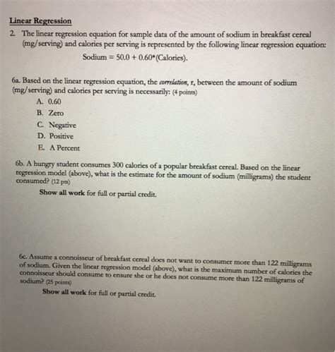 Solved Linear Regression The Linear Regression Equation Chegg