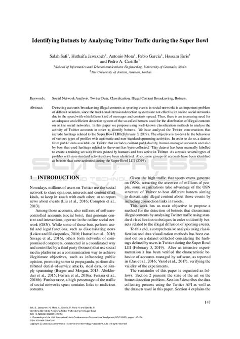 Pdf Identifying Botnets By Analysing Twitter Traffic During The Super Bowl