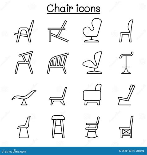 Chair Icon Set In Thin Line Style Stock Vector Illustration Of Dining Logo 96151874