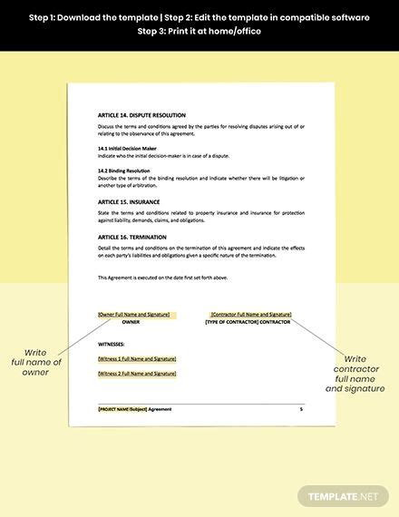 Free Construction Agreement Template