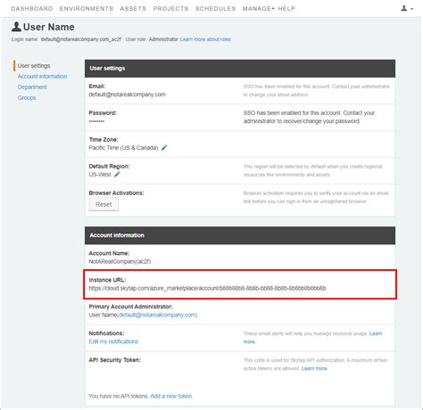finding the instance url for a skytap on microsoft azure account