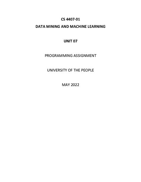 Cs 4407 Unit 7 Neural Network Programming Assignment Report Studocu