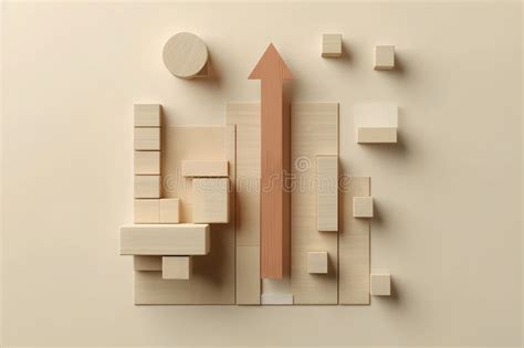 D Render Of Simple Graph With Up Arrow And Wooden Blocks AI Generated Stock Illustration