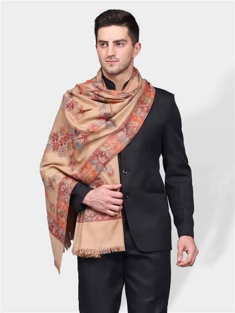 Buy Weavers Villa Men Beige Woven Design Shawl Shawl For Men 19735670
