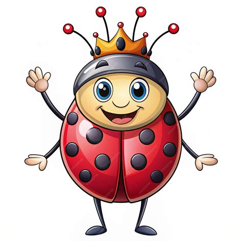 Cute Ladybug With A Crown Say Hi Cute Ladybug Logo Mascot Design