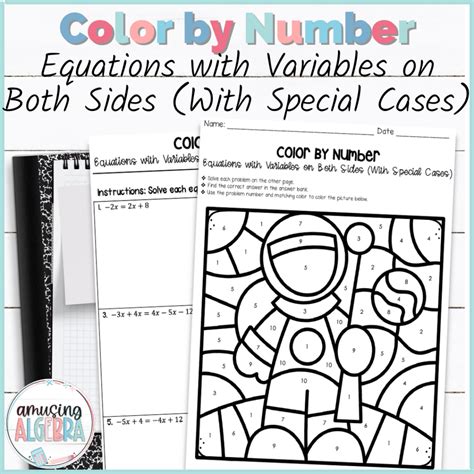 Solving Equations With Variables On Both Sides Coloring Activity Made