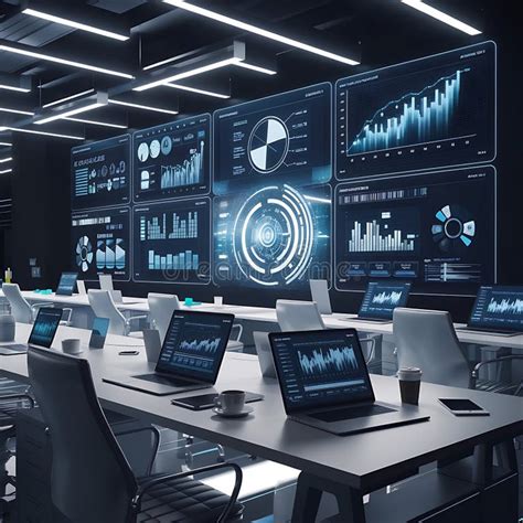 High-Tech Control Room with Data Dashboards, Global Analytics, and AI ...