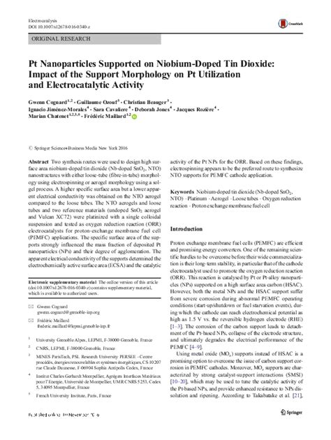 Pdf Pt Nanoparticles Supported On Niobium Doped Tin Dioxide Impact Of The Support Morphology