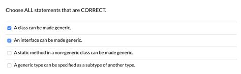 Solved Choose All Statements That Are Correct A Class Can
