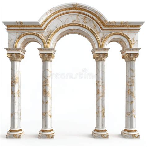 Ornate Marble Archway With Golden Accents Showcasing Classical Architectural Design Stock