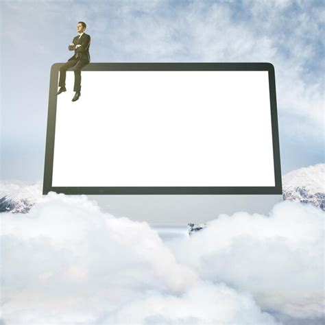 Premium Photo Businessman On Abstract Computer Monitor