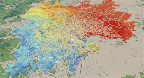 3d Visualization Of Urban Density A Color Coded Cityscape Map Illustrating Population